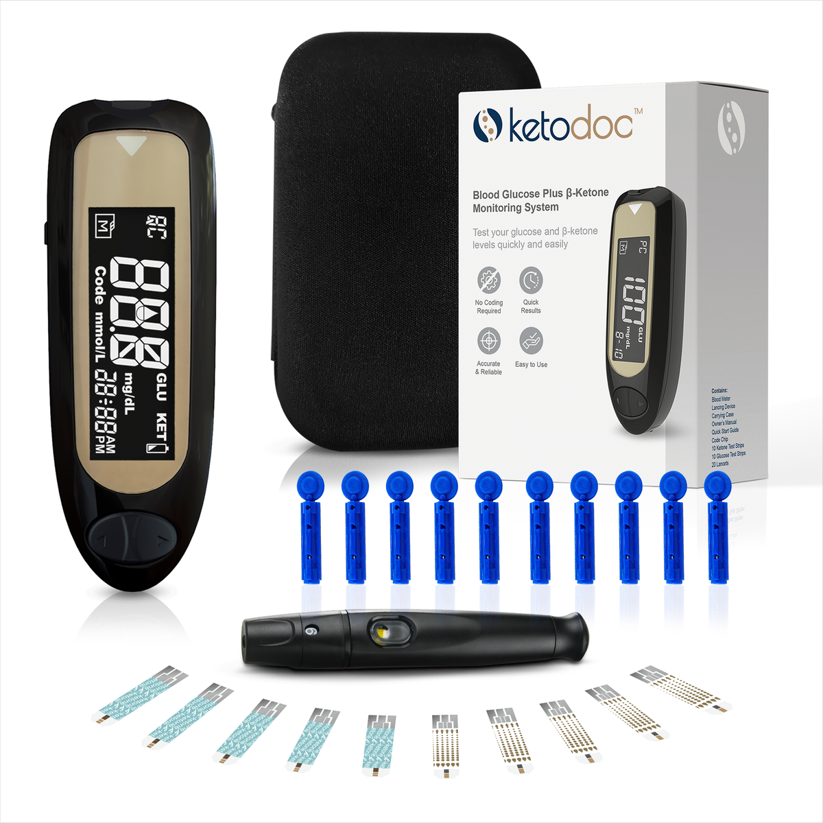 Ketodoc Ketone and Glucose Blood Meter Kit (Slim) | Ketodoc - Ketone ...